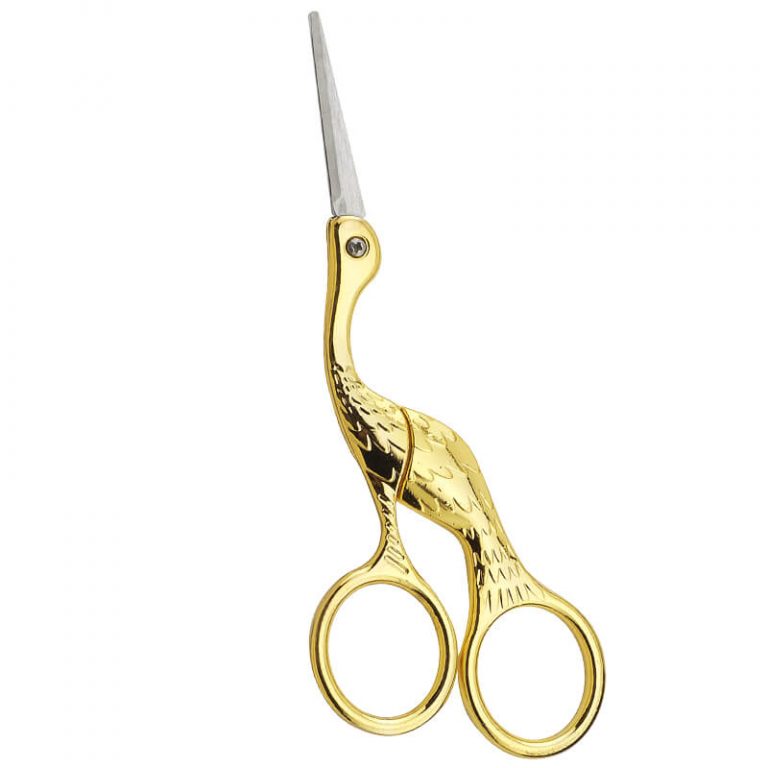 Crane Embroidery Scissors with Gold Titanium 5" AEB009 - Corver Beauty
